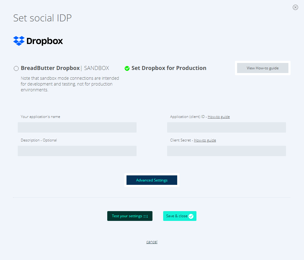 Custom Dropbox Identity Provider: Bread & Butter IO